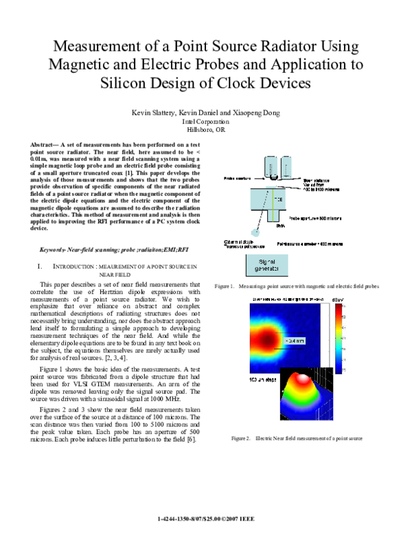 (PDF) Measurement of a Point Source Radiator Using Magnetic and ...