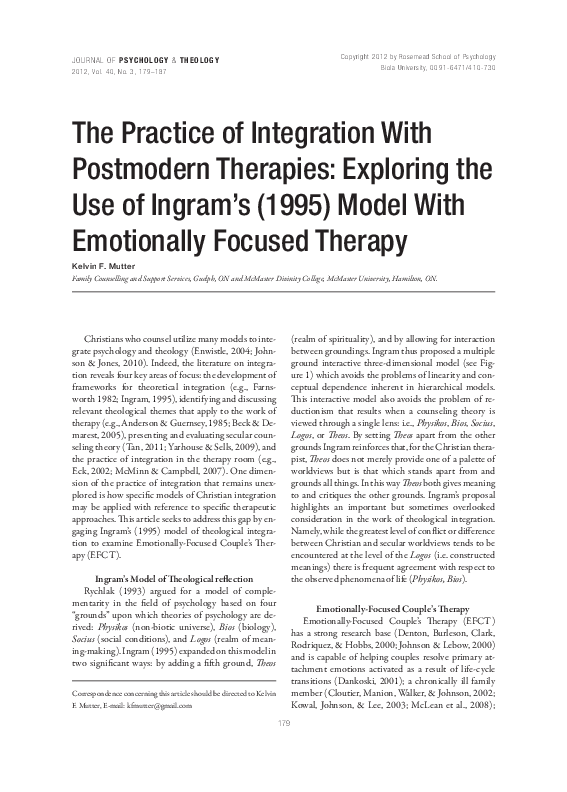 (PDF) The Practice of Integration with Postmodern Therapies: Exploring ...