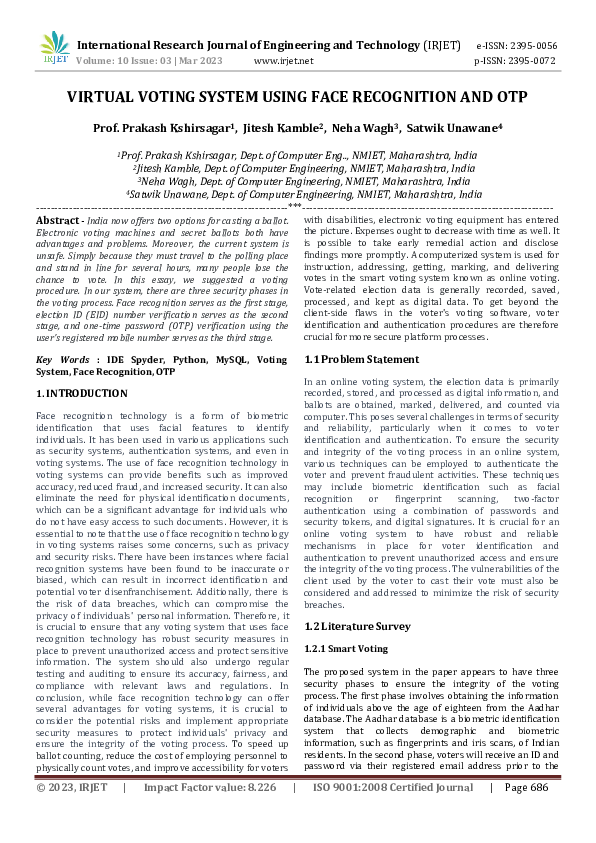 Pdf Secure Virtual Voting With Face Id And Otp