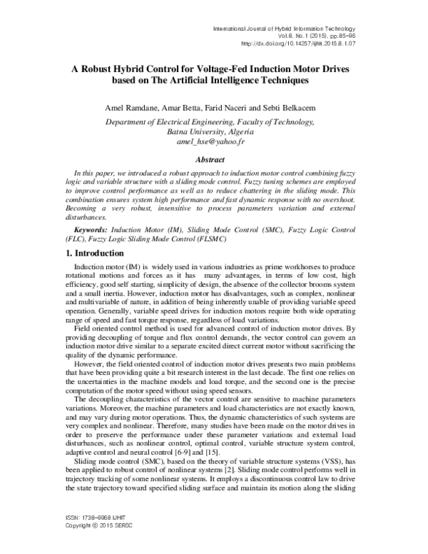 (PDF) A Robust Hybrid Control for Voltage-Fed Induction Motor Drives based on The Artificial ...