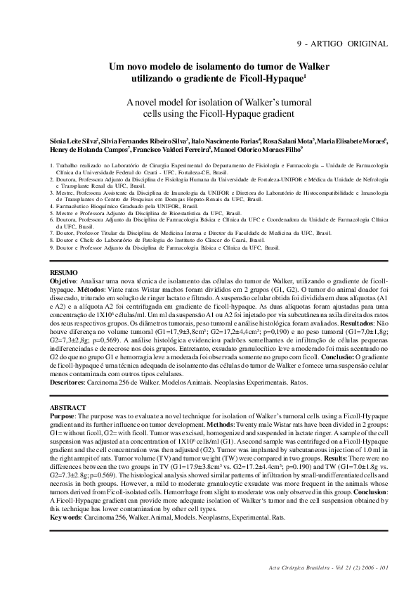 (PDF) Um novo modelo de isolamento do tumor de Walker utilizando o ...