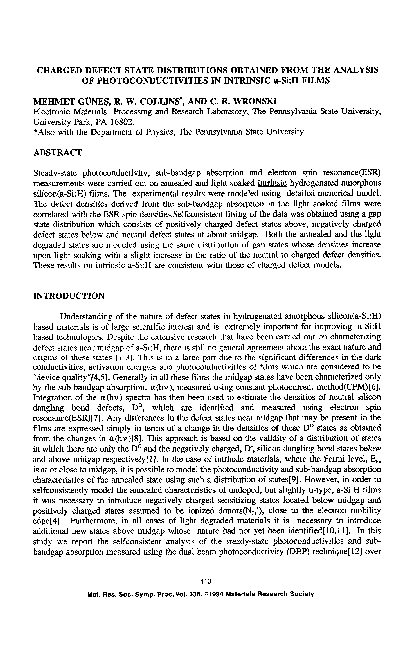 (PDF) Charged Defect State Distributions Obtained from the Analysis of ...