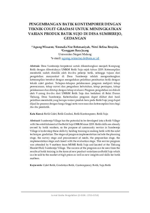(PDF) Pengembangan Batik Kontemporer Dengan Teknik Colet Gradasi Untuk ...