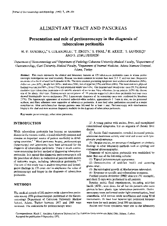 (PDF) Presentation and role of peritoneoscopy in the diagnosis of ...