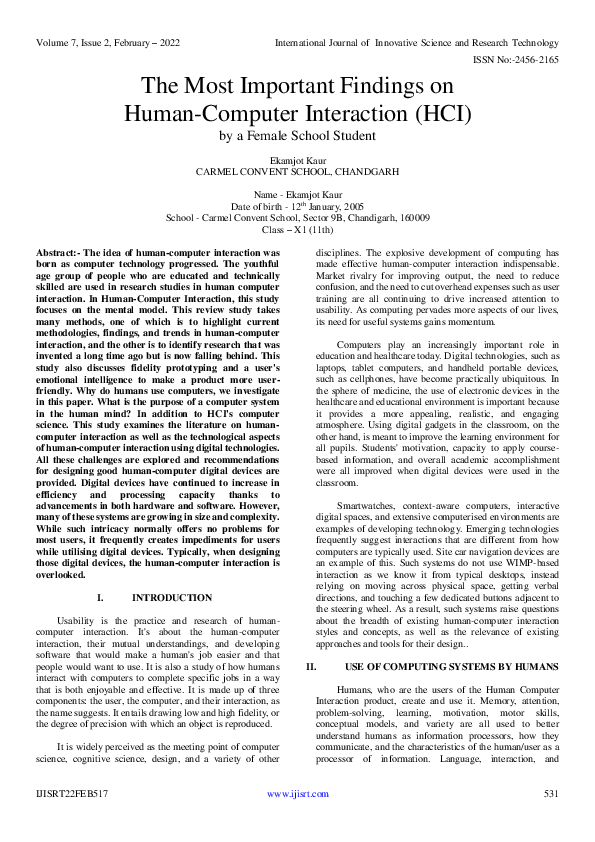 (PDF) The Most Important Findings on Human-Computer Interaction (HCI)