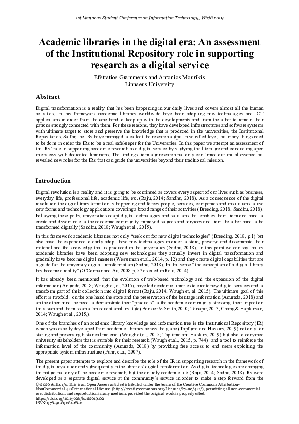 (PDF) Academic libraries in the digital era: An assessment of the ...
