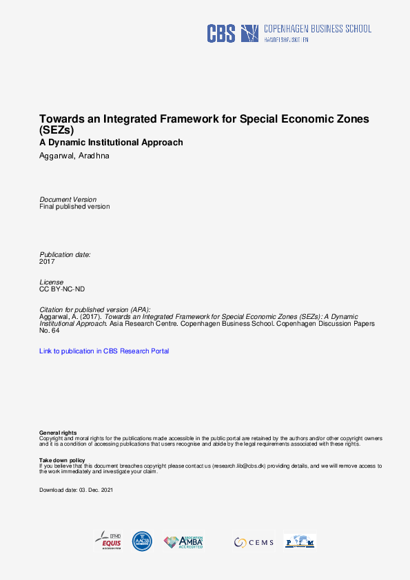 (PDF) Towards an Integrated Framework for Special Economic Zones (SEZs ...