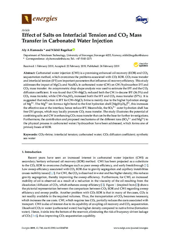(PDF) Effect of Salts on Interfacial Tension and CO2 Mass Transfer in ...