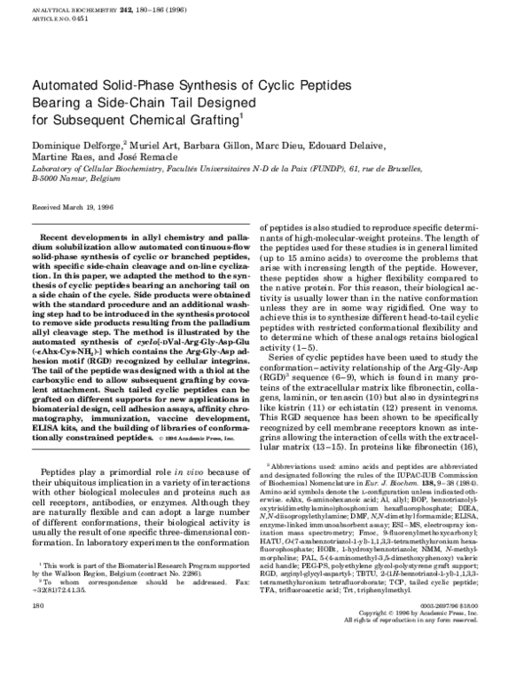 (PDF) Automated Solid-Phase Synthesis of Cyclic Peptides Bearing a Side ...