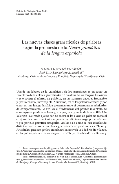 (PDF) Las nuevas clases gramaticales de palabras según la propuesta de ...