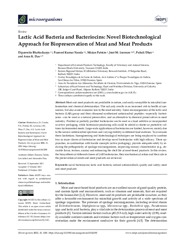 (PDF) Lactic Acid Bacteria and Bacteriocins: Novel Biotechnological Approach for Biopreservation ...