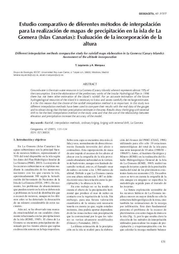 (PDF) Different interpolation methods comparative study for rainfall maps elaboration in La ...