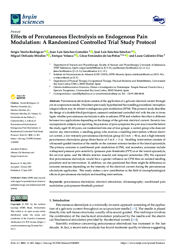(PDF) Effects of Percutaneous Electrolysis on Endogenous Pain ...