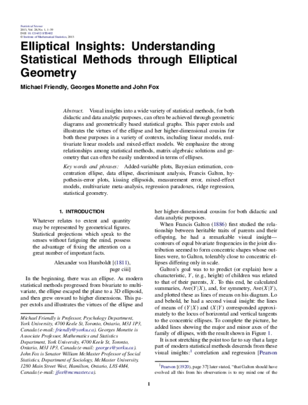 (PDF) Elliptical Insights: Understanding Statistical Methods through ...