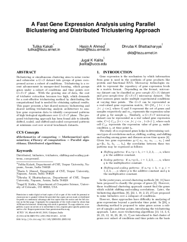 (PDF) A Fast Gene Expression Analysis using Parallel Biclustering and Distributed Triclustering ...