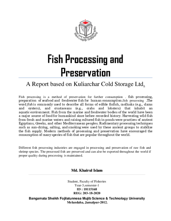 (PDF) Fish Processing and preservation