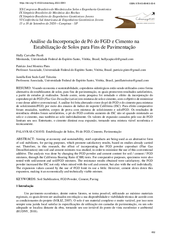 (PDF) Análise da Incorporação de Pó do FGD e Cimento na Estabilização ...