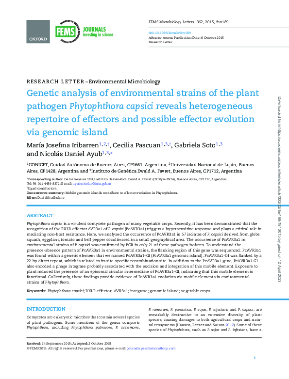 (PDF) Genetic analysis of environmental strains of the plant ...