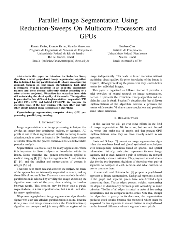 (PDF) Parallel Image Segmentation Using Reduction-Sweeps on Multicore ... (PDF) Parallel Image Segmentation Using Reduction-Sweeps on Multicore ...