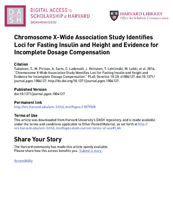 (PDF) Chromosome X-Wide Association Study Identifies Loci for Fasting ...