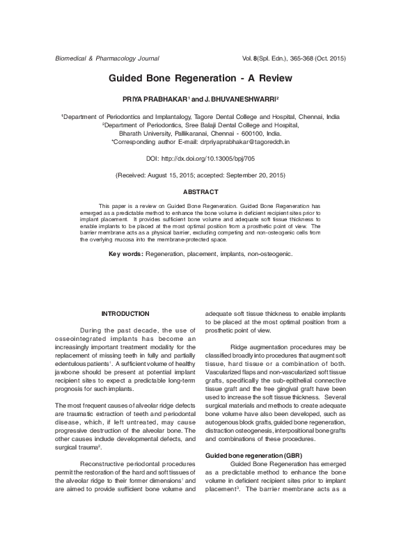 (PDF) Guided Bone Regeneration - A Review