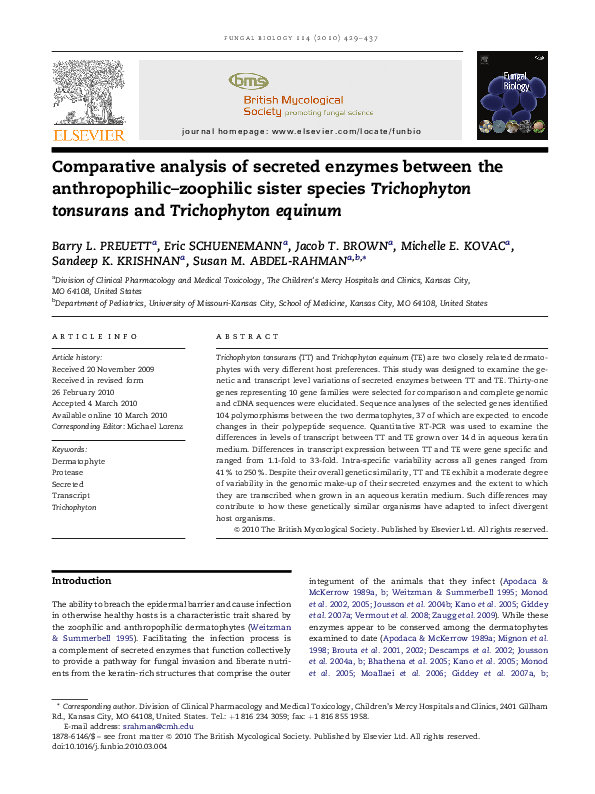 (PDF) Comparative analysis of secreted enzymes between the ...