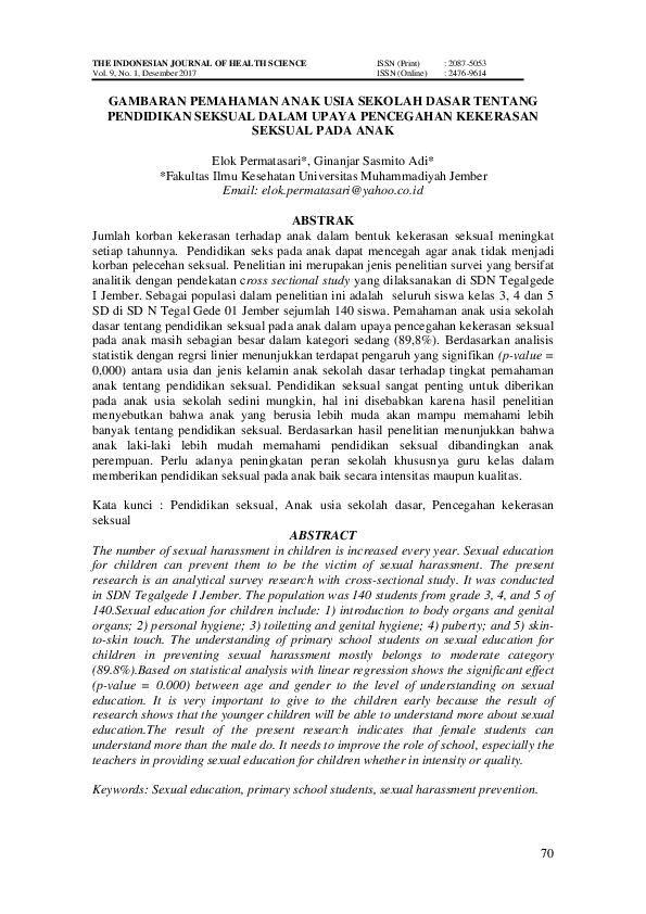 (PDF) Gambaran Pemahaman Anak Usia Sekolah Dasar Tentang Pendidikan Seksual Dalam Upaya ...