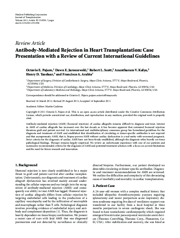 (PDF) Antibody-mediated rejection in heart transplantation: case ...