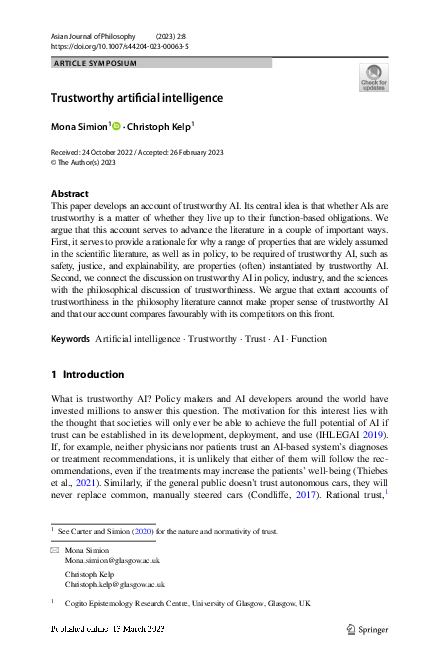 (PDF) Trustworthy artificial intelligence