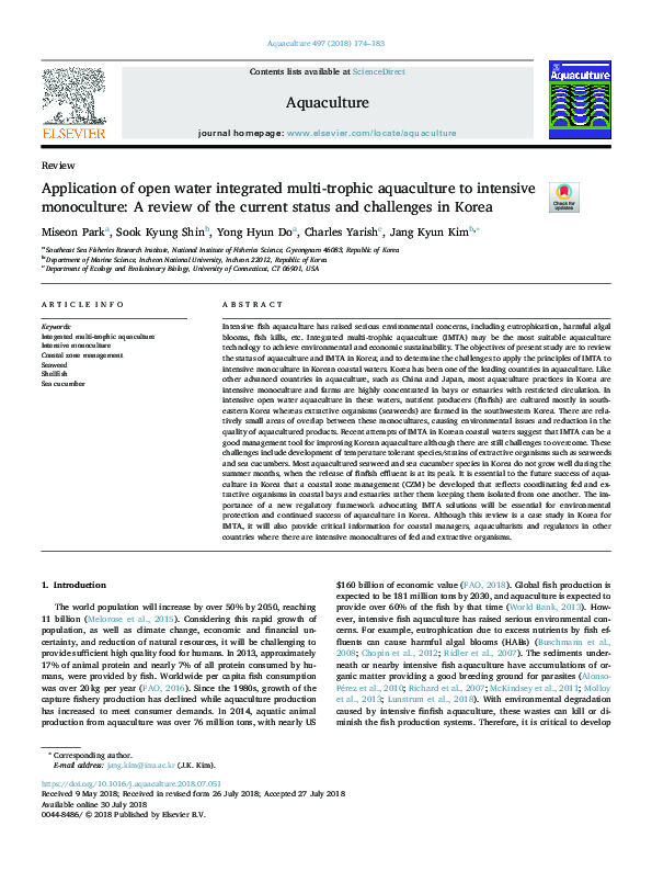 (PDF) Application of open water integrated multi-trophic aquaculture to ...