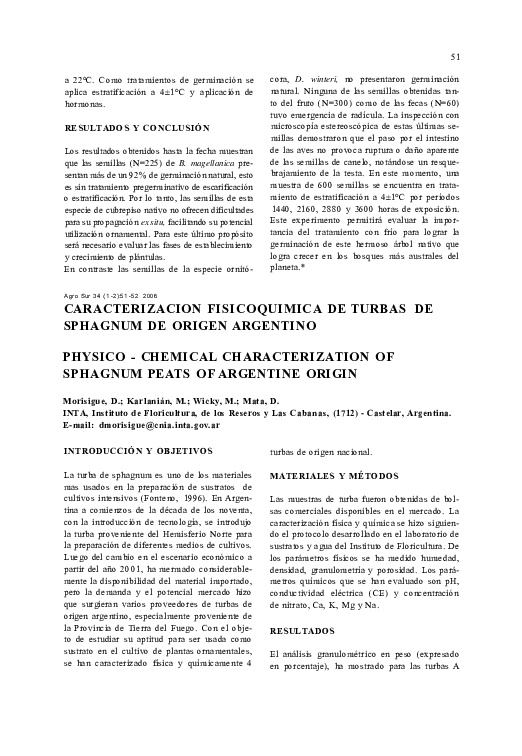 (PDF) Caracterizacion Fisicoquimica De Turbas De Sphagnum De Origen Argentino