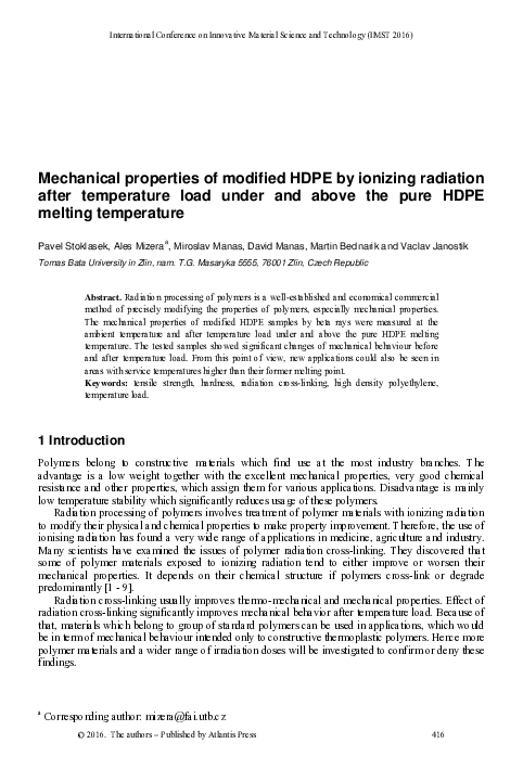 (PDF) Mechanical properties of modified HDPE by ionizing radiation ...
