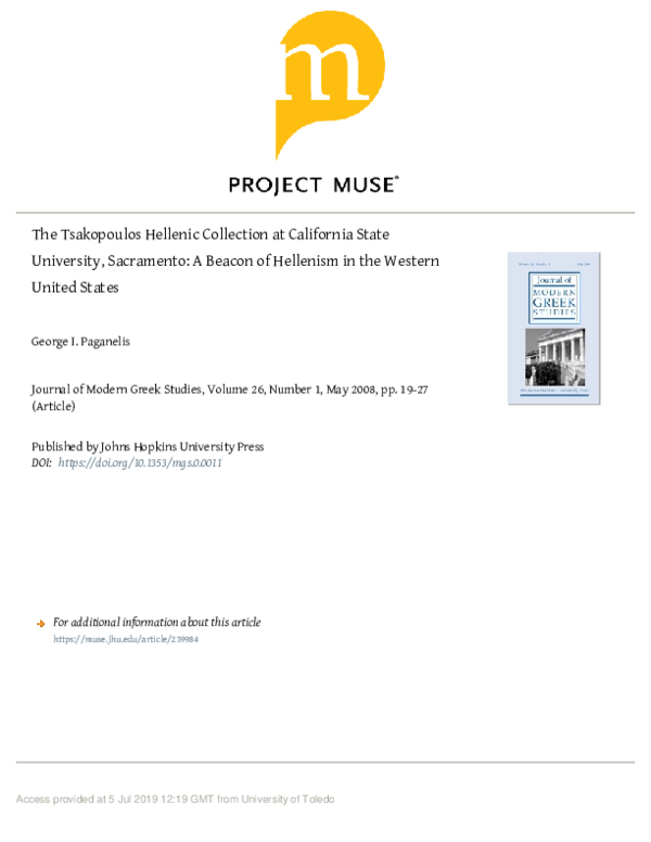 (PDF) The Tsakopoulos Hellenic Collection at California State ...