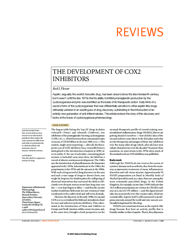 (PDF) The development of COX2 inhibitors