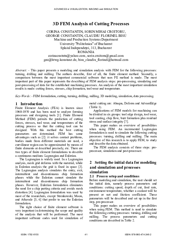 (PDF) 3D FEM analysis of cutting processes