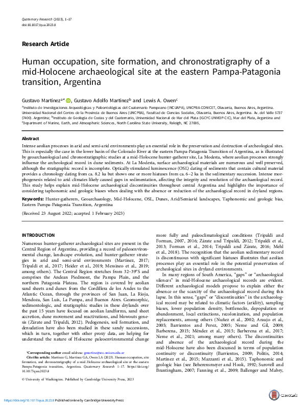 (PDF) Human occupation, site formation, and chronostratigraphy of a mid ...