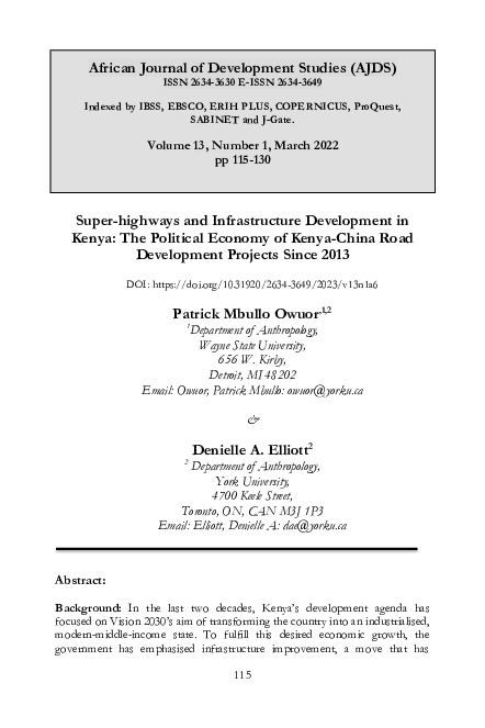 (PDF) Super-highways and Infrastructure Development in Kenya: The ...
