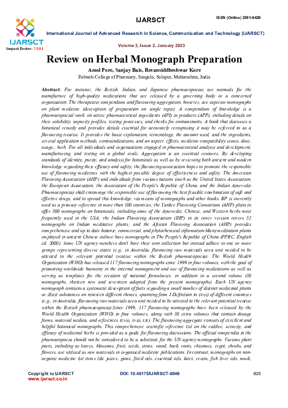 (PDF) Review on Herbal Monograph Preparation