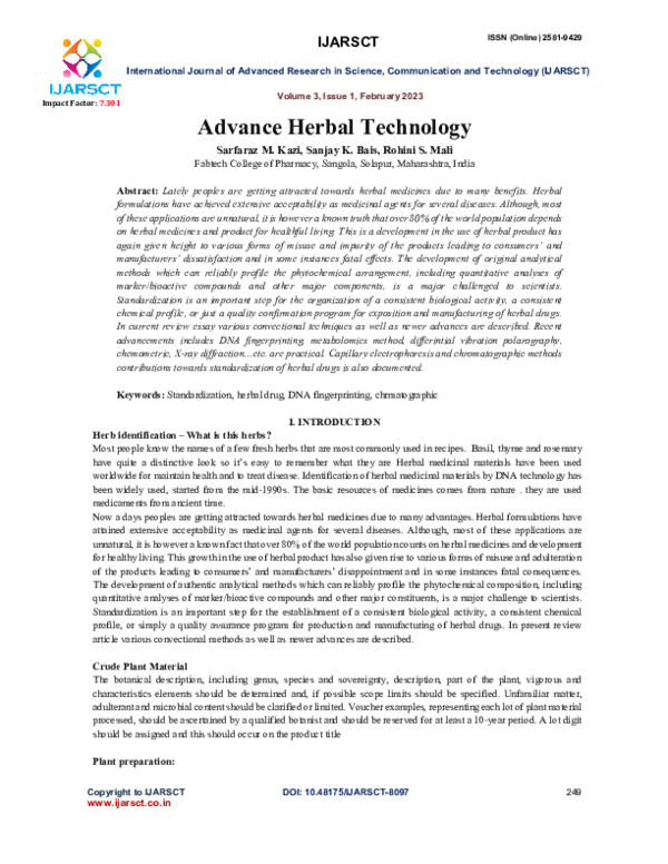 (PDF) Advance Herbal Technology
