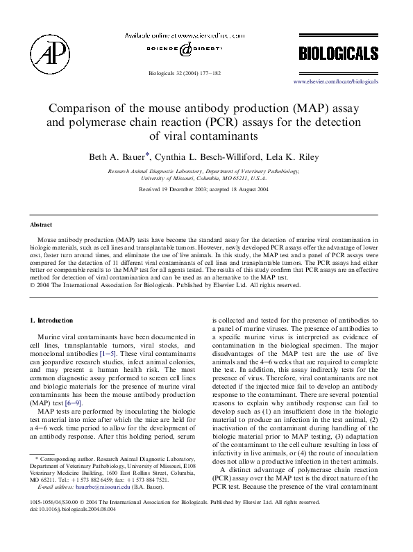 (PDF) Comparison of the mouse antibody production (MAP) assay and ...