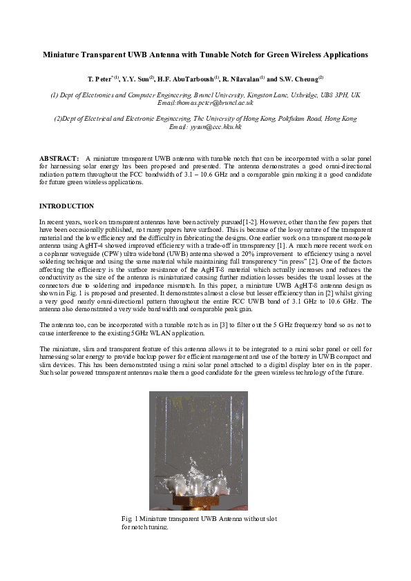 (PDF) Miniature transparent UWB antenna with tunable notch for green ...