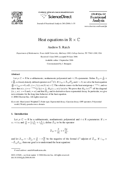 (PDF) Heat equations in R×C