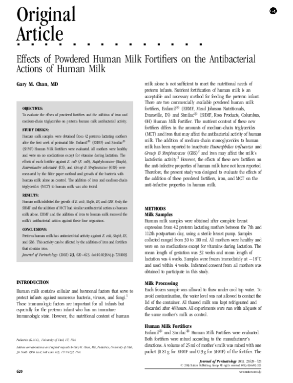 (PDF) Effects of Powdered Human Milk Fortifiers on the Antibacterial ...