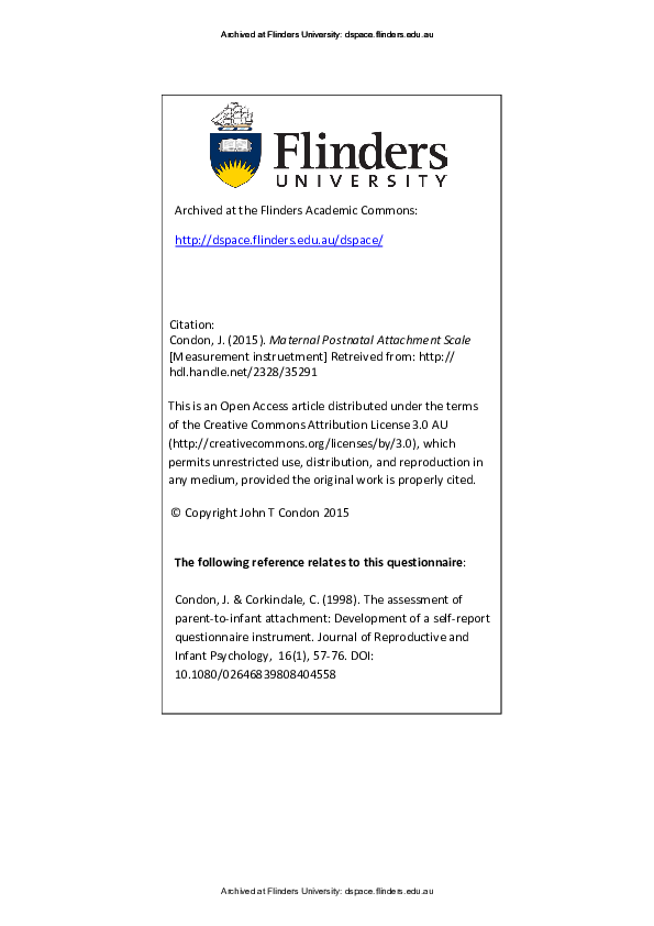 (PDF) The assessment of parent-to-infant attachment: Development of a ...