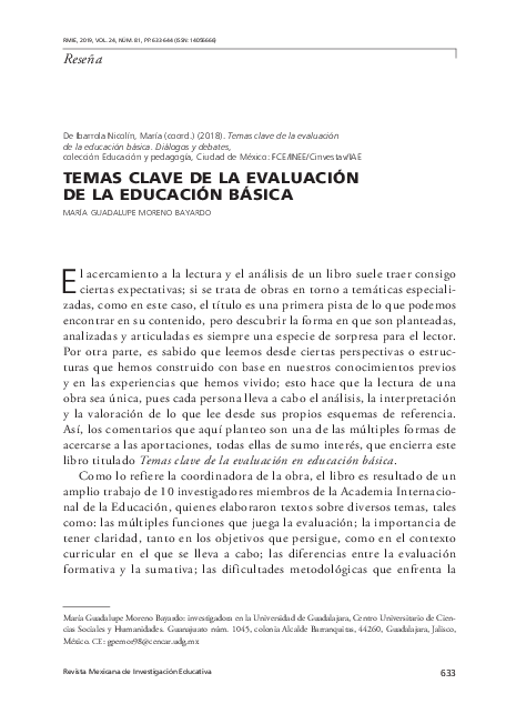 (PDF) Temas clave de la evaluación de la educación básica