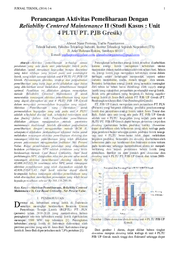 (PDF) Perancangan Aktivitas Pemeliharaan Denganreliability Centered ...