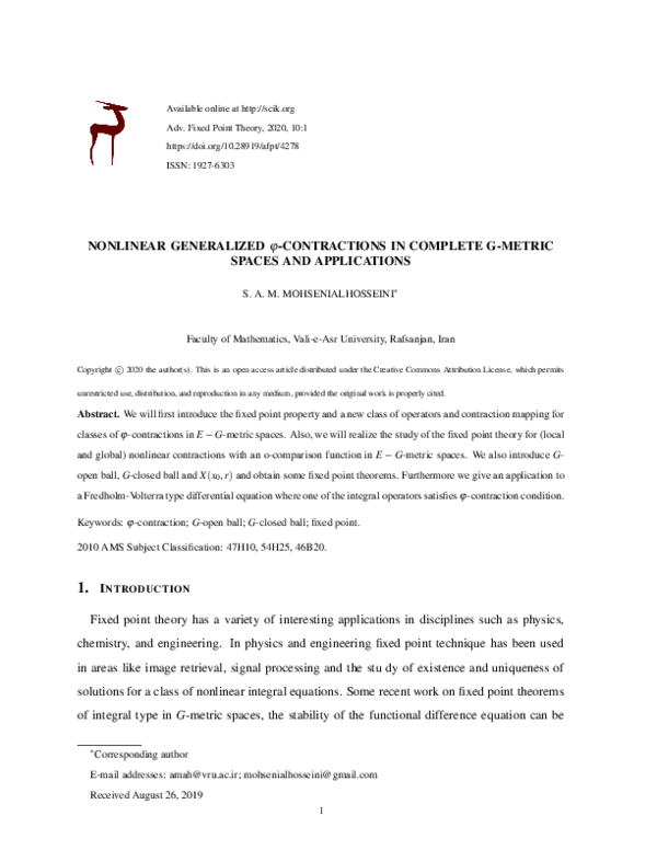 (PDF) Nonlinear generalized ϕ-contractions in complete G-metric spaces and applications