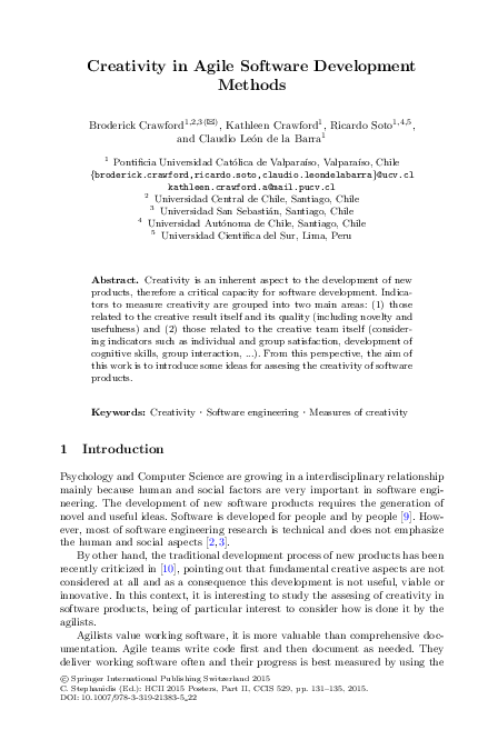 (PDF) Creativity in Agile Software Development Methods
