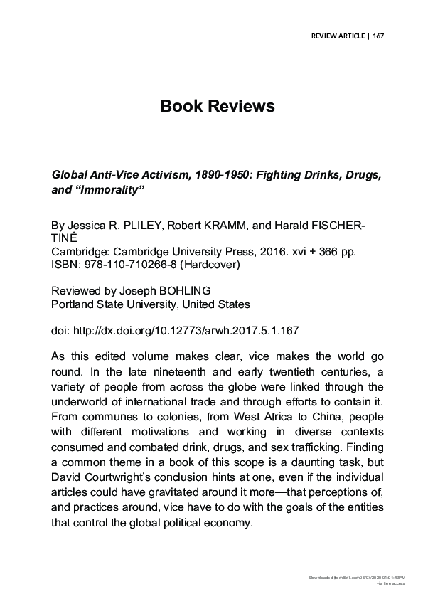 (PDF) Global Anti-Vice Activism, 1890-1950: Fighting Drinks, Drugs, and ...