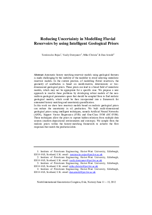 (PDF) Reducing Uncertainty in Modelling Fluvial Reservoirs by using Intelligent Geological Priors